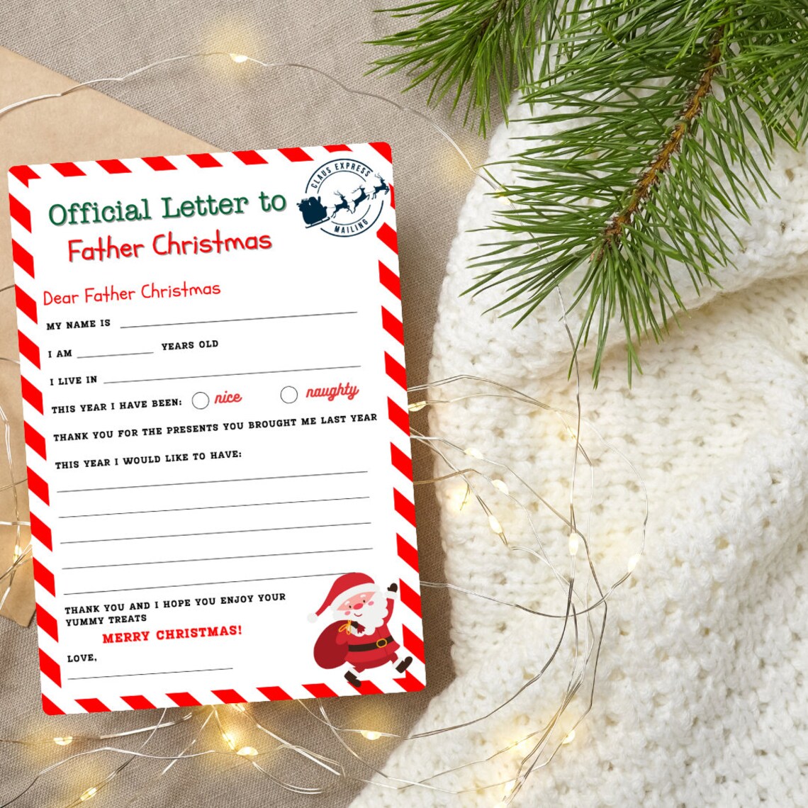 Printable Letter to Father Christmas Letter to Santa Template Kids ...