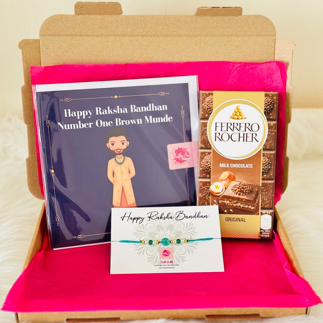 Happy Raksha Bandhan Gift Box | Handmade Cotton Rakhri | Raksha Bandhan ...