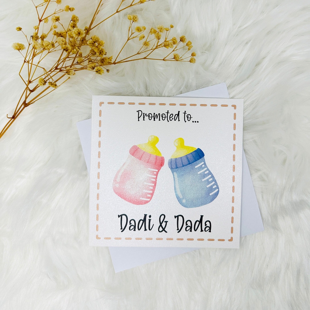 Promoted to Dadi and Dada | New Baby Card | Baby Announcement Card ...