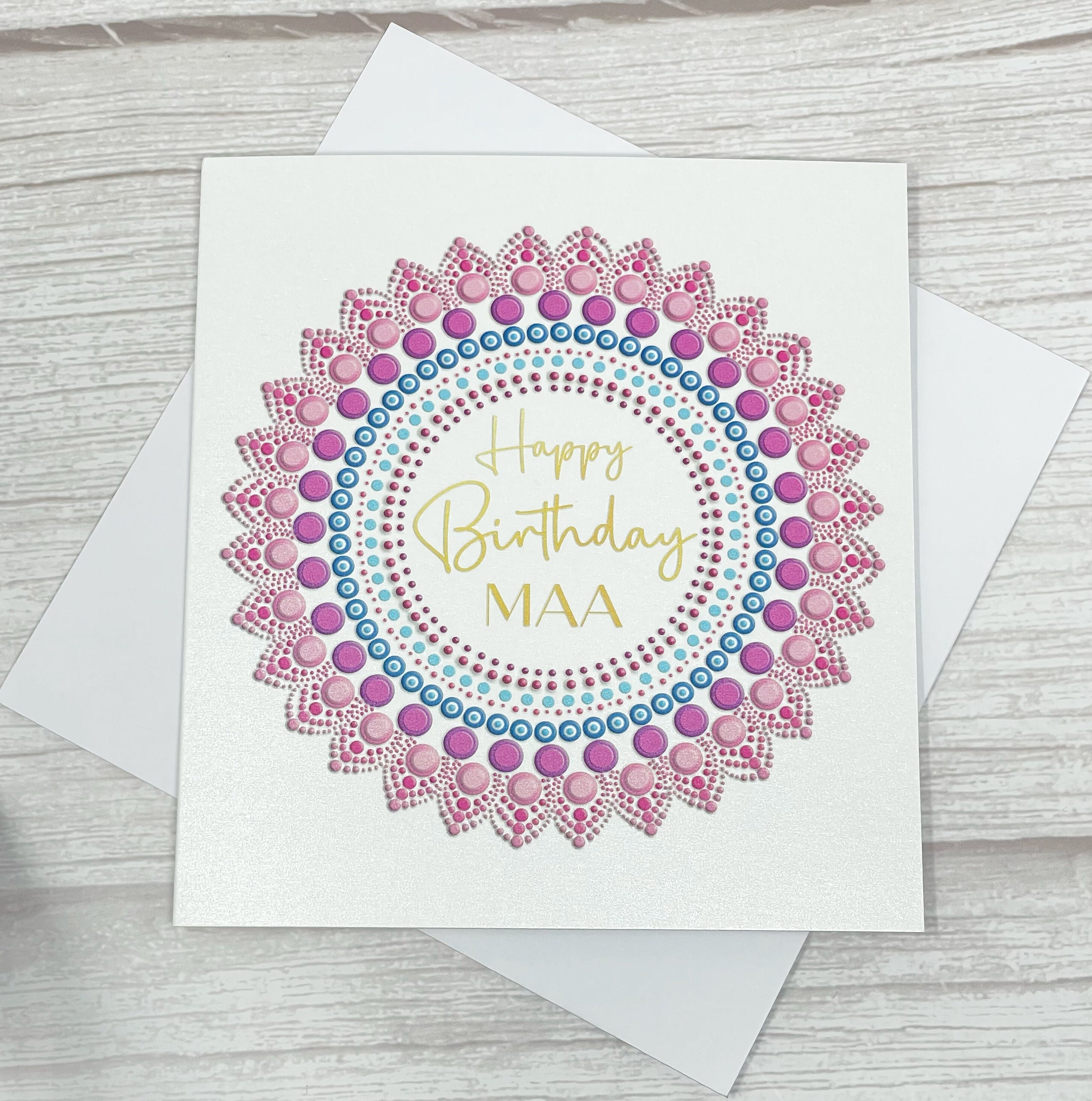 Happy Birthday Maa Card | Mandala Birthday Card | Card for Her, Mum ...