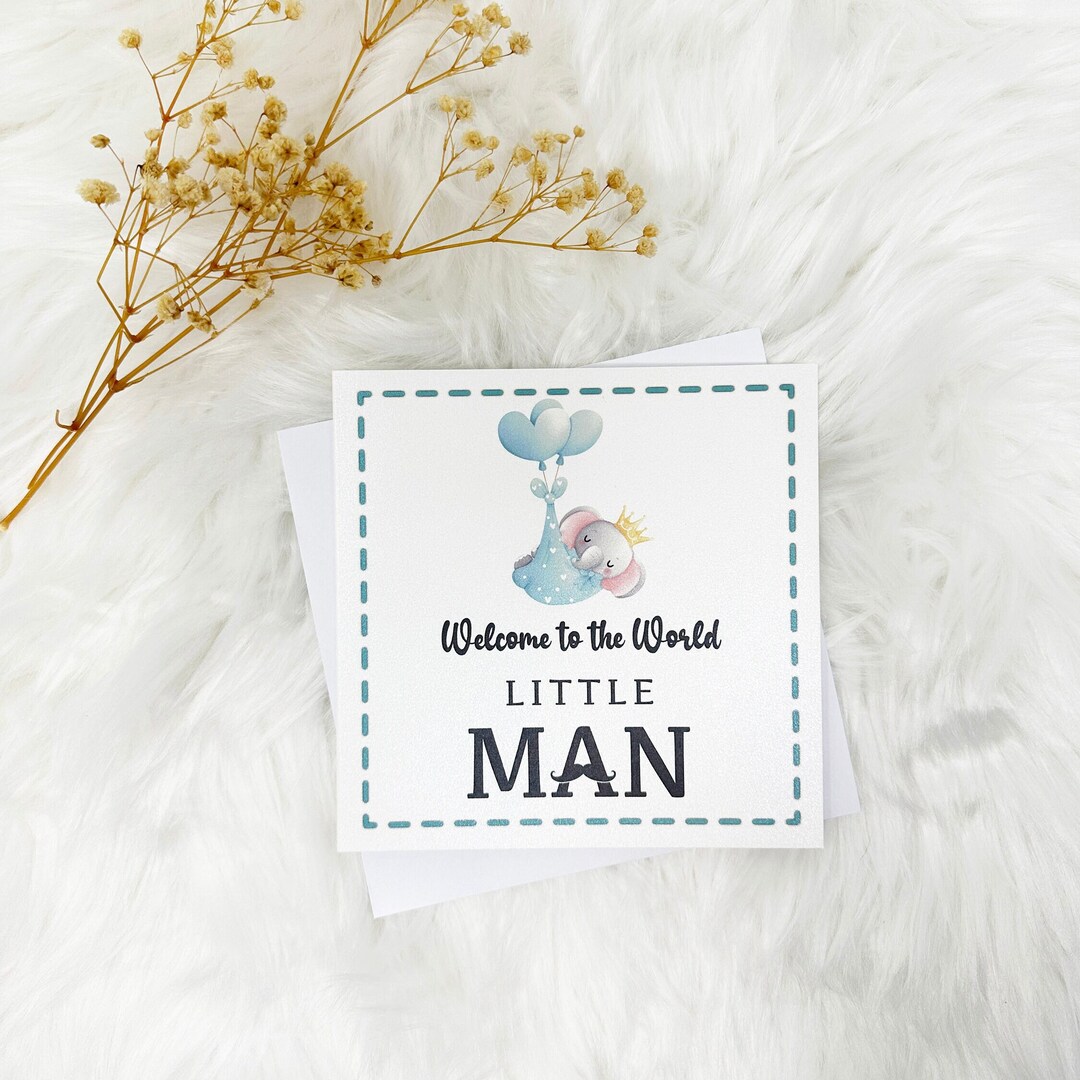 Welcome to the World Little Man | New Baby Card | Baby Announcement ...