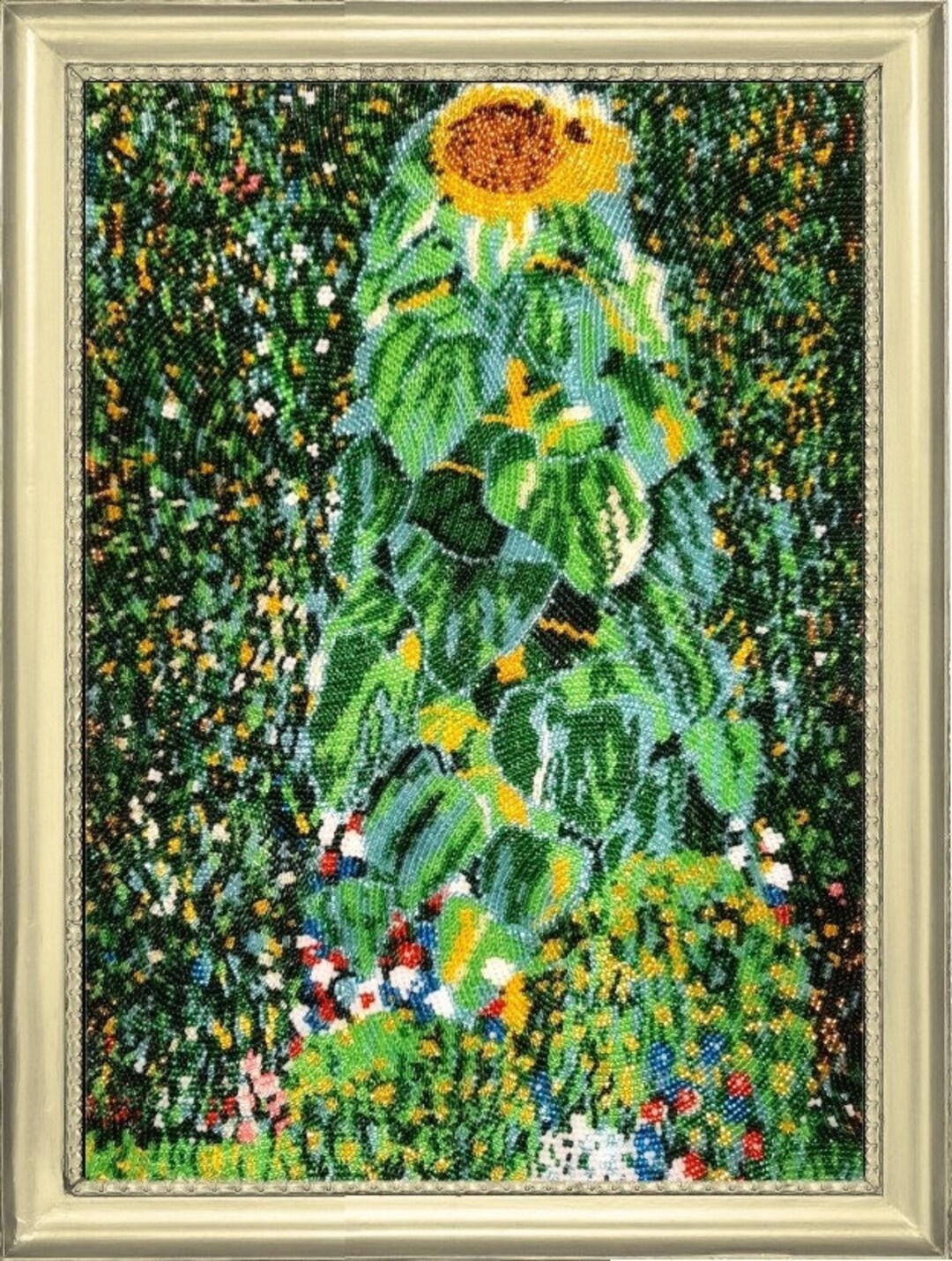 Klimt Sunflower DIY Bead Embroidery Kit Floral Pattern, Small Full ...