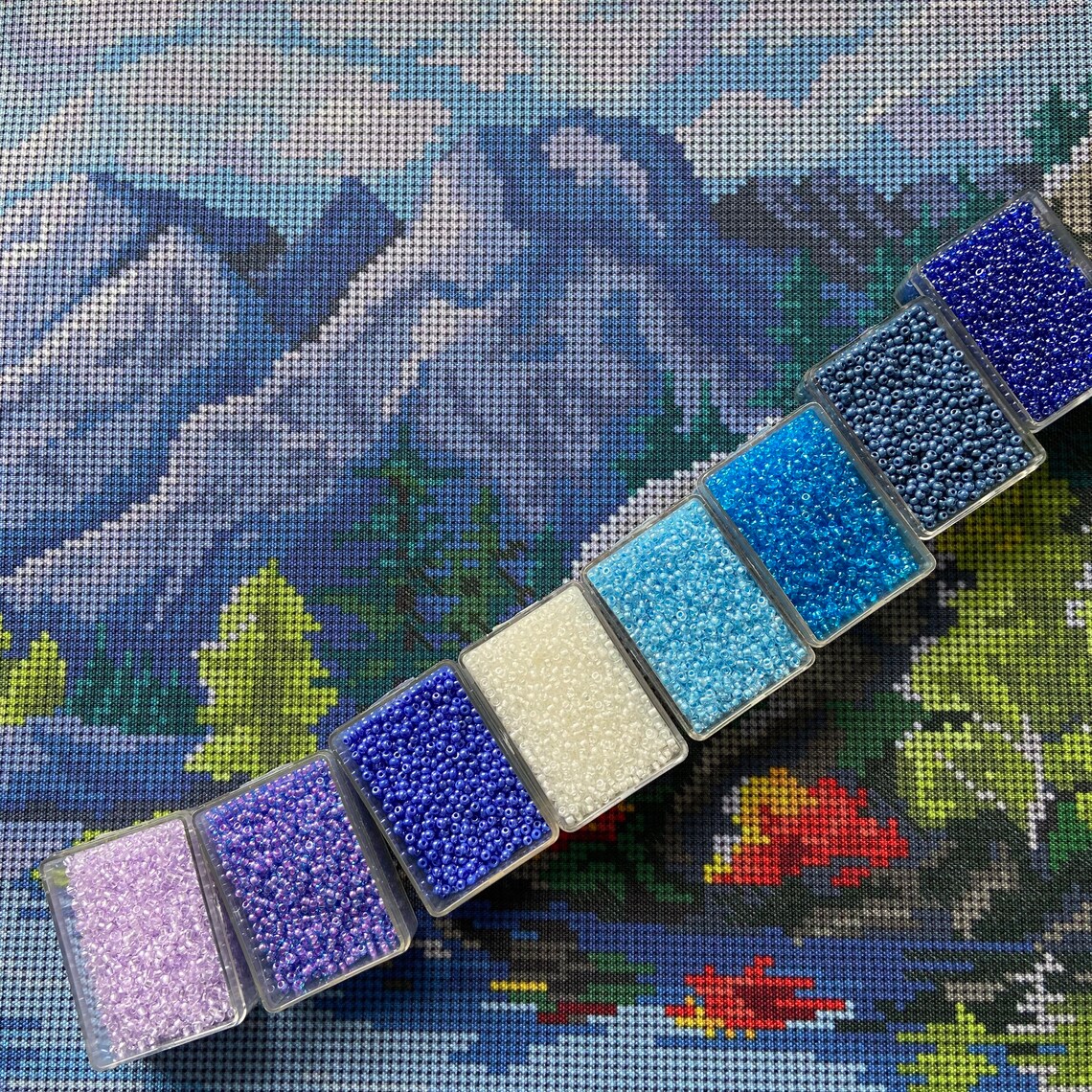 Large Autumn Landscape Bead Embroidery Kit, Full Coverage Beaded Cross ...