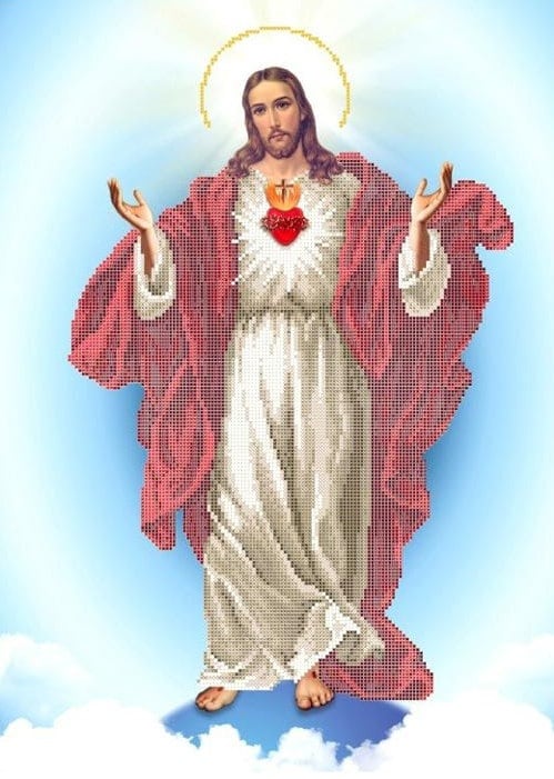 Divine Mercy Bead Embroidery Kit, Catholic Beaded Cross Stitch Set ...