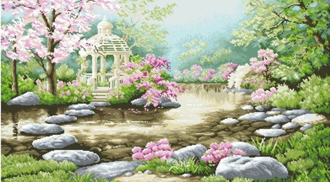 Large Full Coverage DIY Bead Embroidery Craft Kit, Landscape Pattern ...