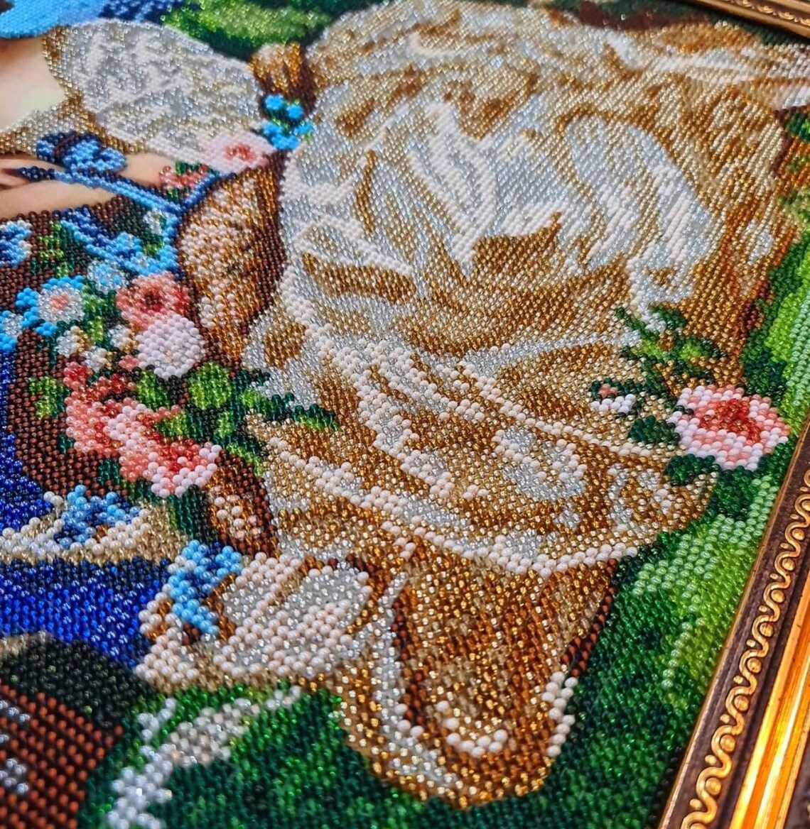 Large Fully Beaded Cross Stitch Picture Kit Couple Pattern - Etsy