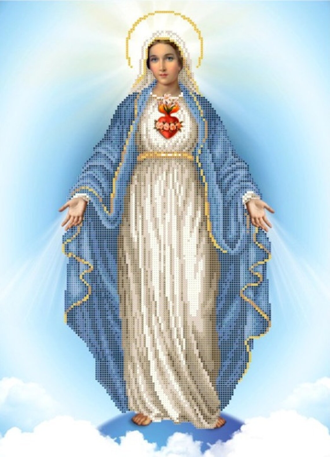 Divine Mercy of Jesus and Mary Bead Embroidery Kit Religious Pattern ...