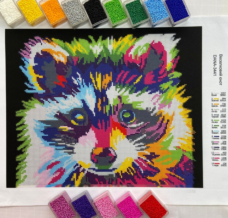 Small Bead Embroidery Kit Colorful Animal Pattern, Beaded Cross Stitch ...