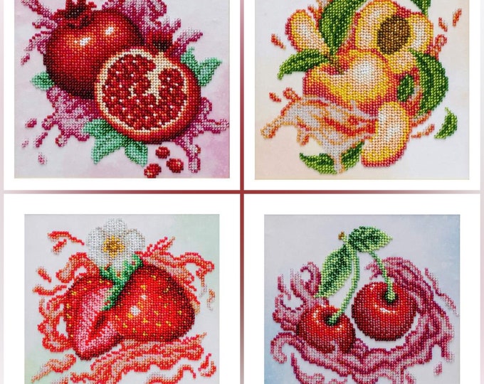 Small DIY Bead Embroidery Craft Kit Fruits Still Life Pattern, Beaded ...