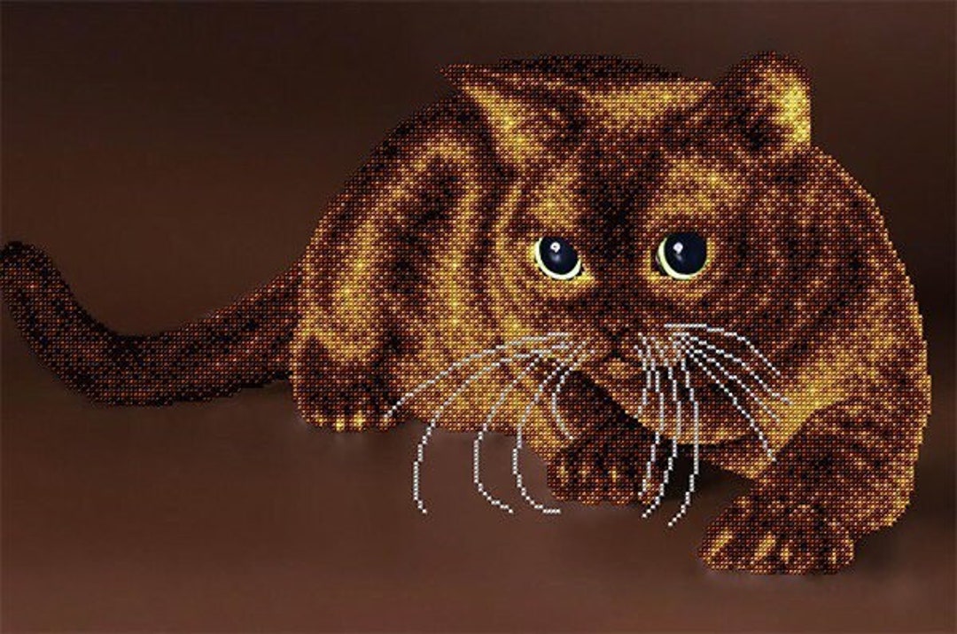 Cat DIY Bead Embroidery Craft Kit, Animal Beaded Cross Stitch Set ...