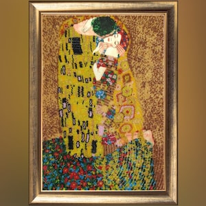 Gustav Klimt Beaded Cross Stitch Picture Kit Kiss, Bead Embroidery Kit ...