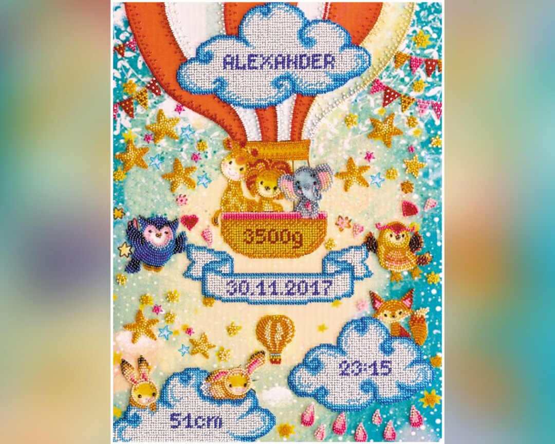 Newborn Baby Beaded Cross Stitch Picture Kit Kids Pattern, Large Bead ...