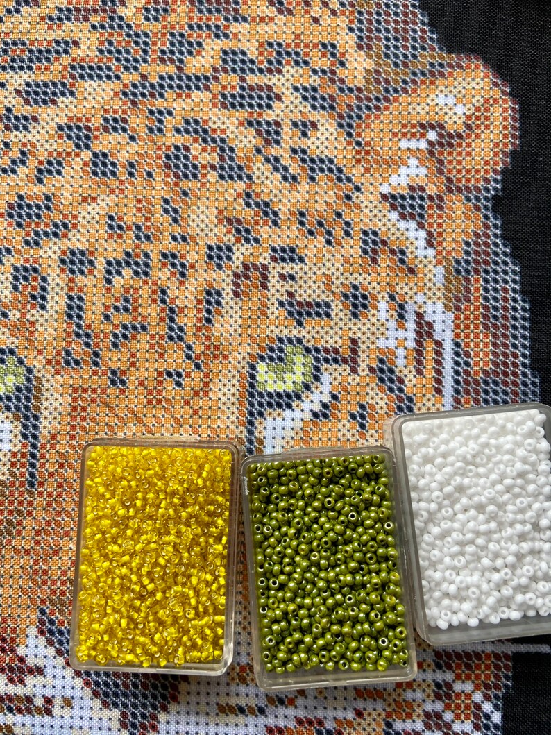 Leopard Full DIY Hand Embroidery Bead Kit Wild Animal Pattern, Large ...