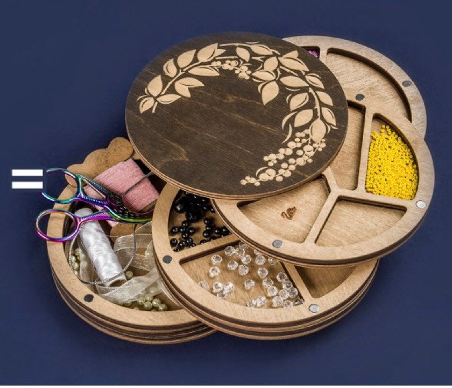 Beads Sorting Tray Organizer Wooden Box for Beadwork With - Etsy