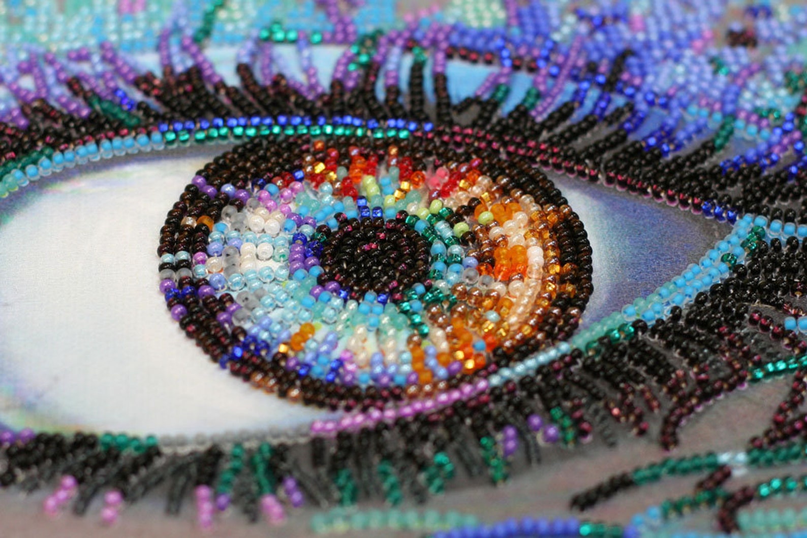 Small DIY Bead Embroidery Kit Abstract Pattern, Eye Beaded Cross Stitch ...