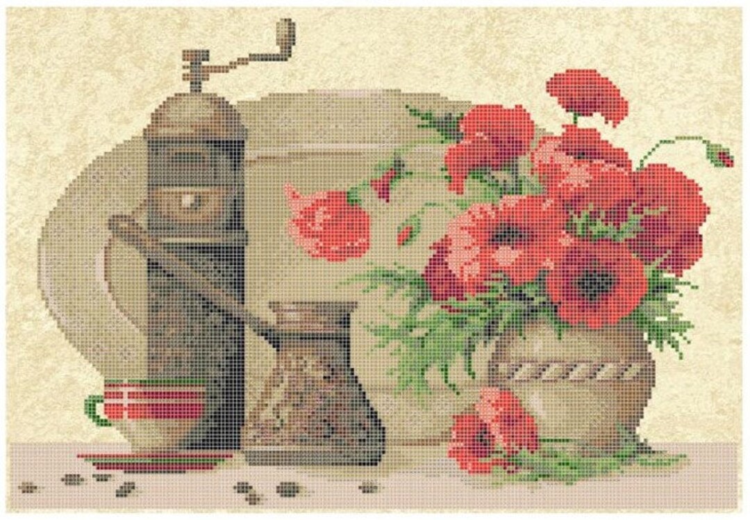 DIY Bead Embroidery Craft Kit Coffee Pattern Large Beaded - Etsy