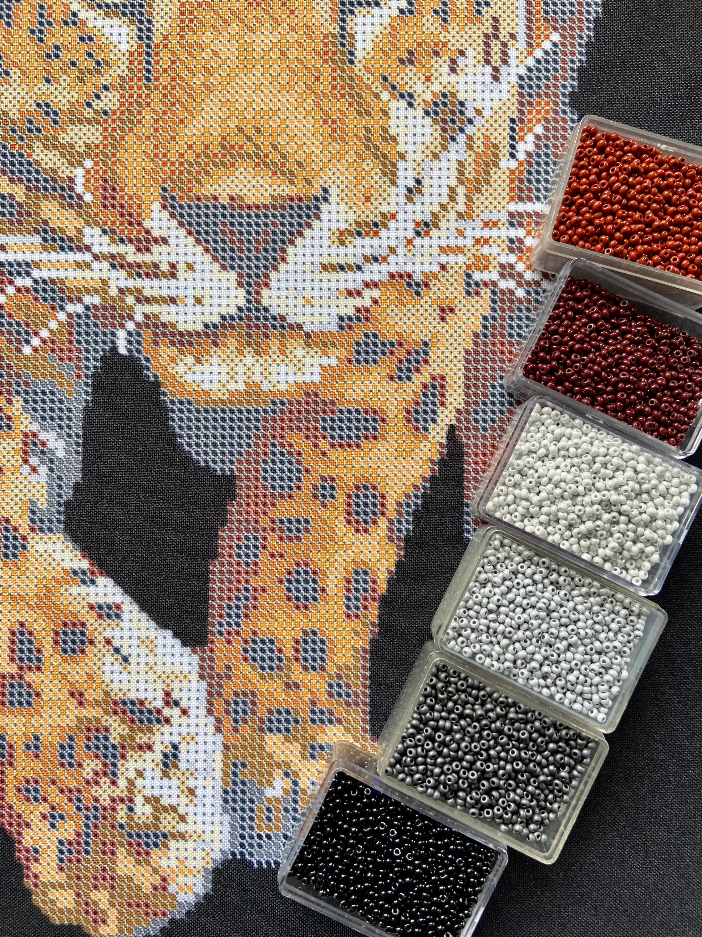 Leopard Full DIY Hand Embroidery Bead Kit Wild Animal Pattern, Large ...