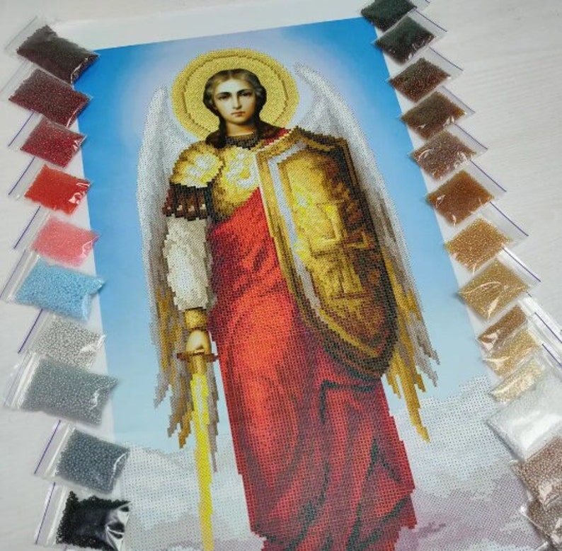 Archangel Michael Large DIY Bead Embroidery Craft Kit Religious Pattern ...