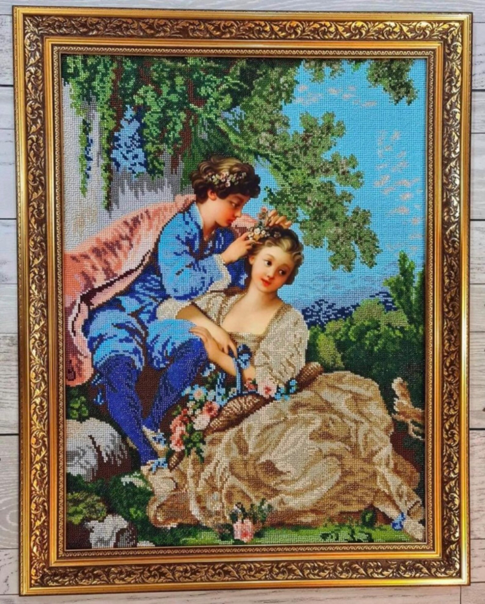 Large Fully Beaded Cross Stitch Picture Kit Couple Pattern - Etsy