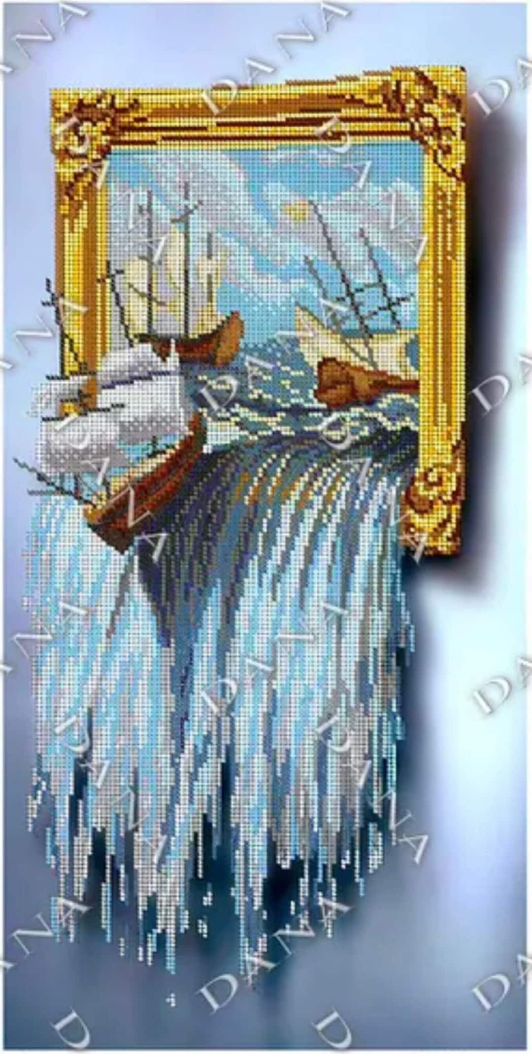 Large Ship DIY Hand Embroidery Bead Kit, Landscape Pattern Beading Kit ...