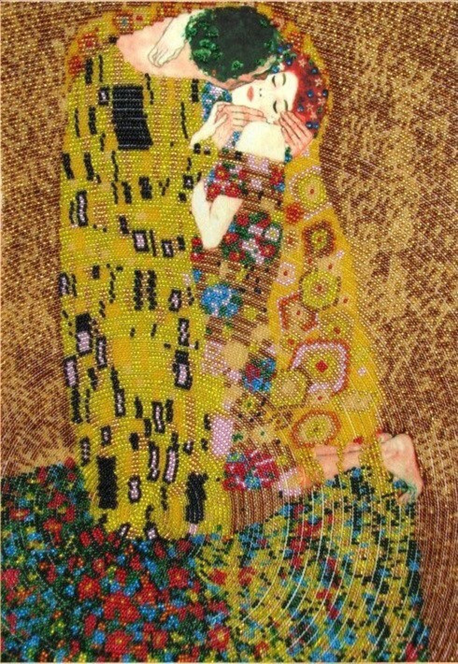 Gustav Klimt Beaded Cross Stitch Picture Kit Kiss, Bead Embroidery Kit ...