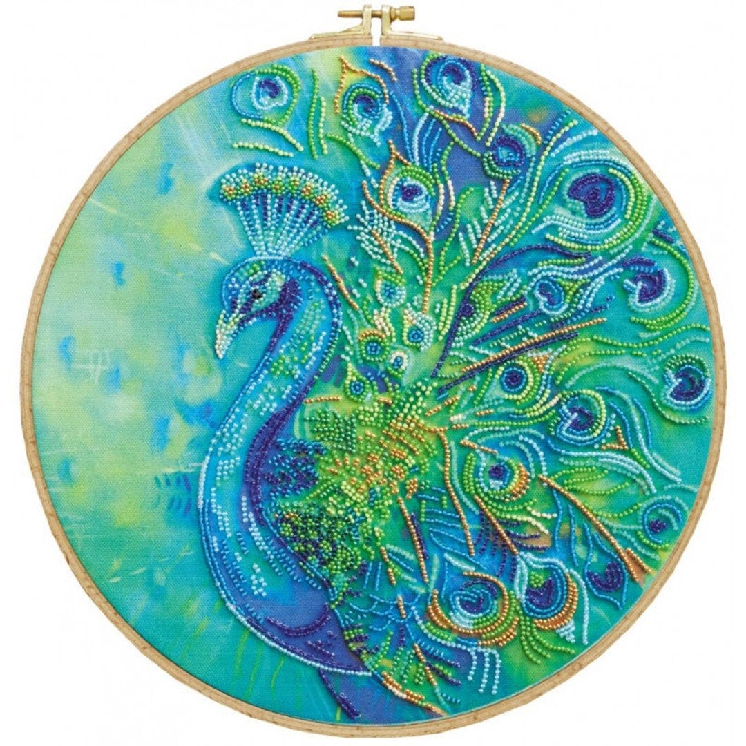 Small DIY Bead Embroidery Kit Peacock Animal Pattern, Abstract Beaded ...