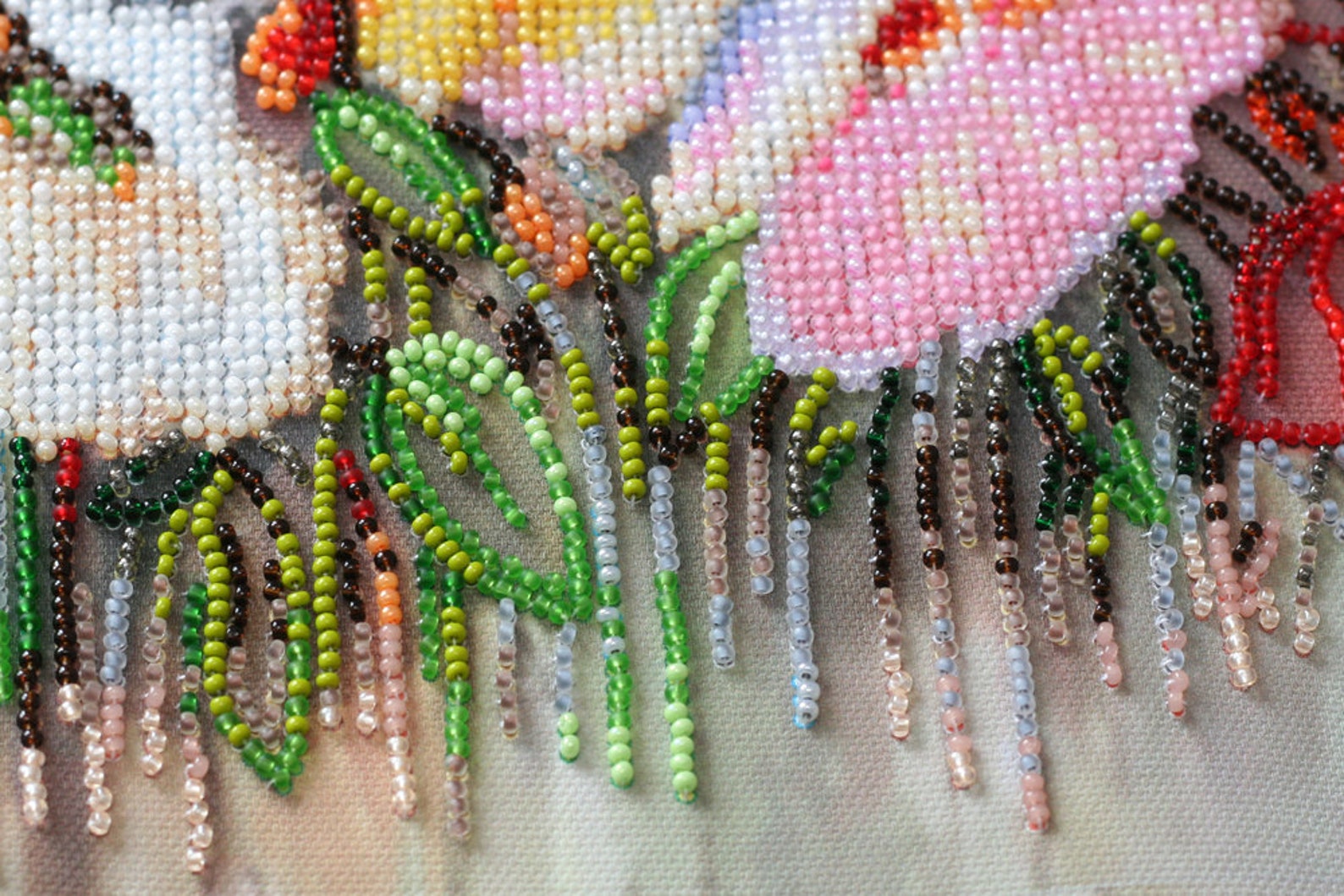 Large Beaded Cross Stitch Picture Kit Floral Pattern Poppy - Etsy