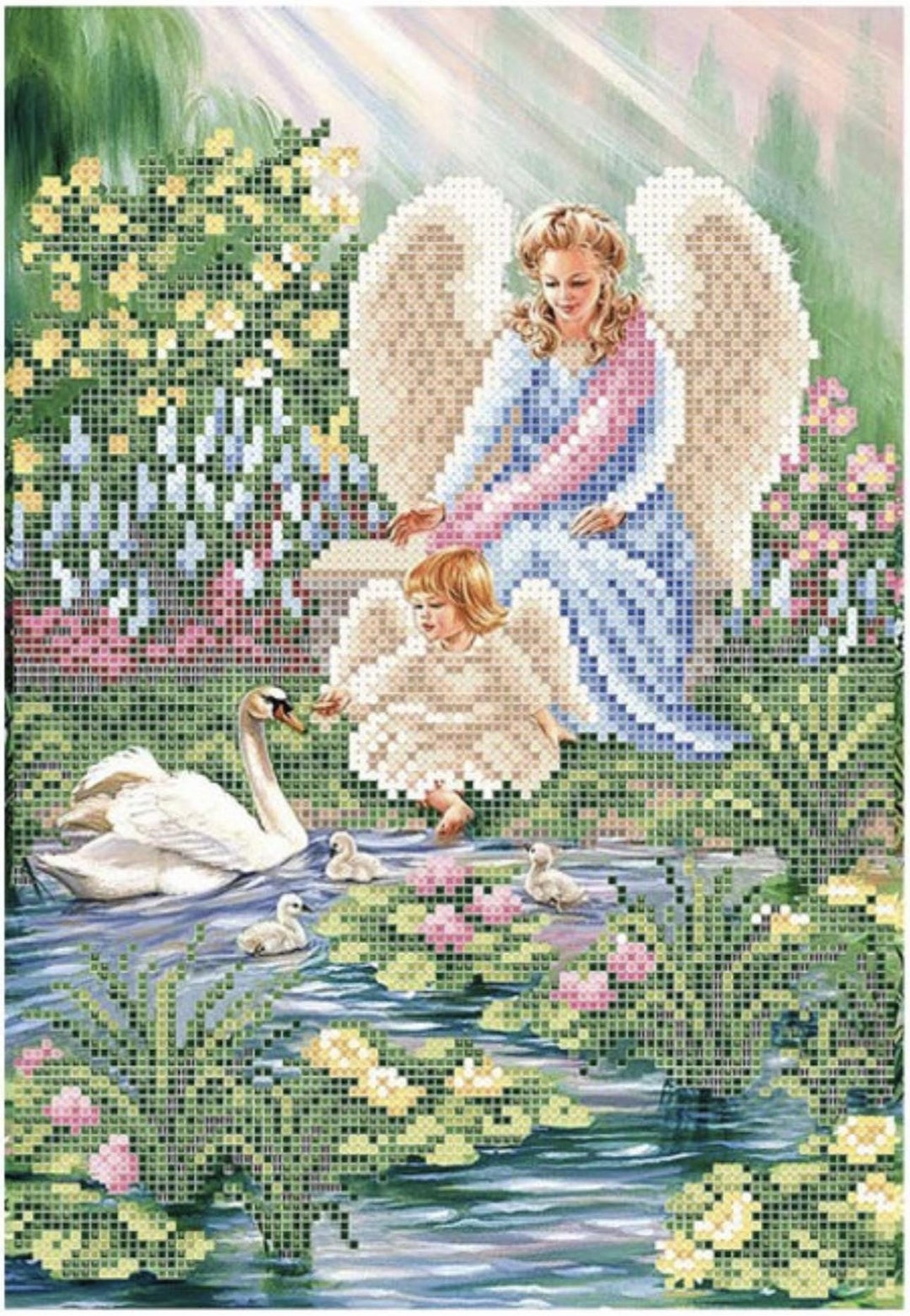 Small DIY Bead Embroidery Craft Kit Angel Pattern, Beaded Cross Stitch ...