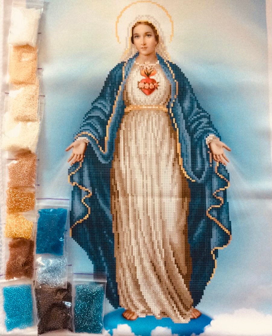 Divine Mercy of Jesus and Mary Bead Embroidery Kit Religious Pattern ...