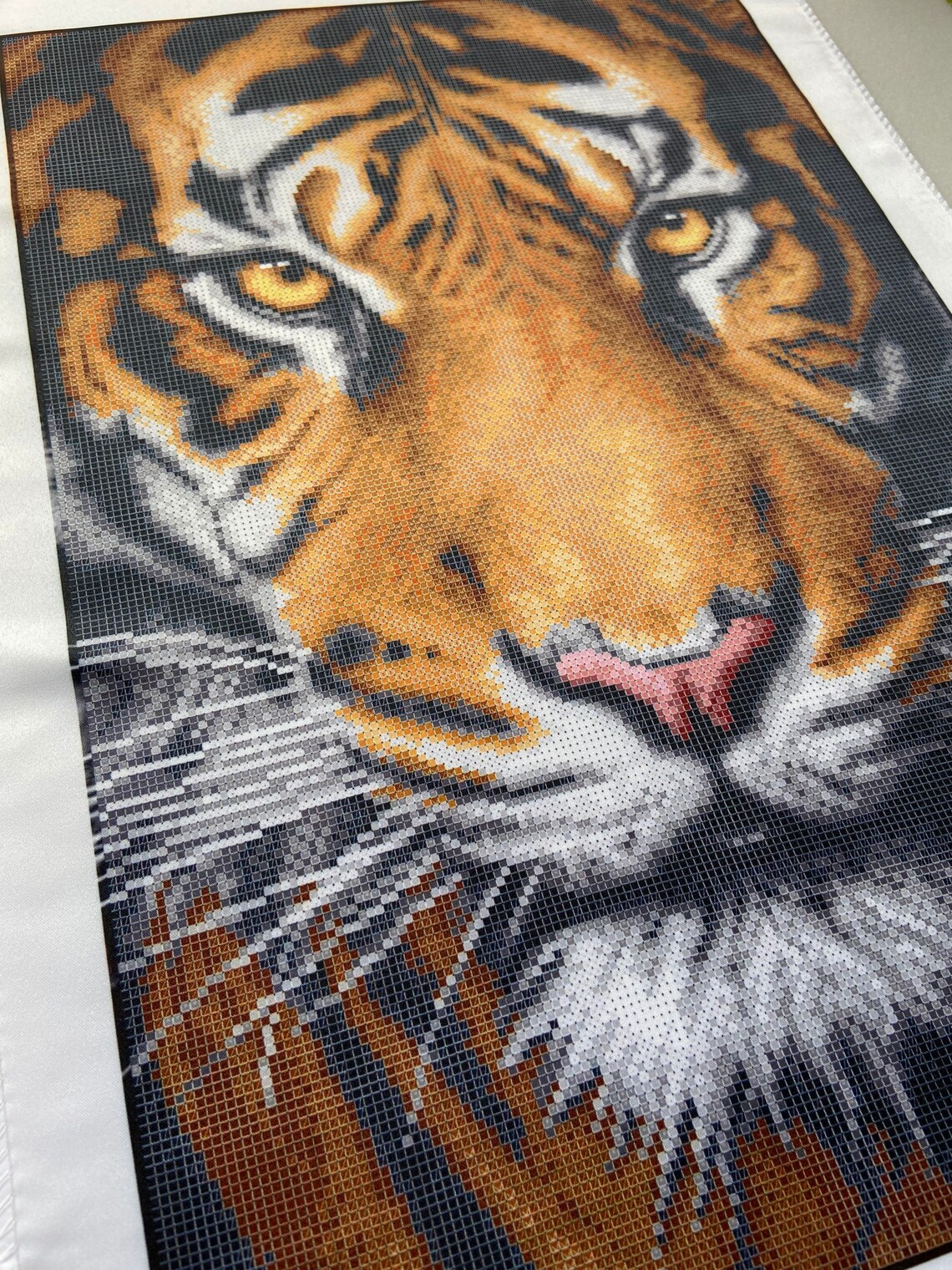 Full Coverage Bead Embroidery Kit Tiger Large Beaded Cross - Etsy