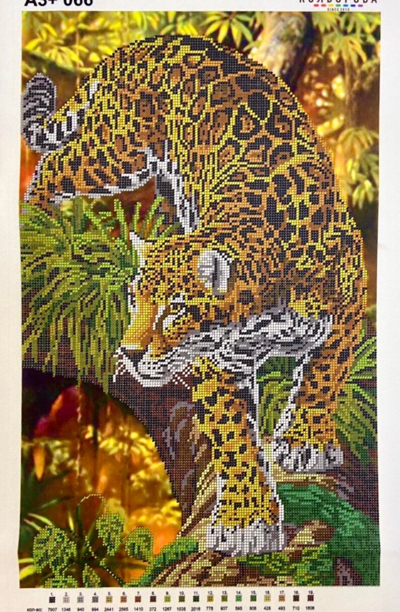 Full Bead Embroidery Kit Leopard, Animal Beaded Picture Kit, Large ...