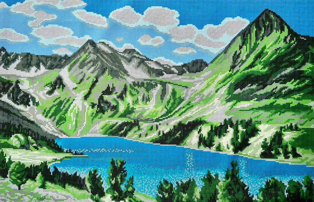 Lake and Mountains DIY Bead Embroidery Craft Kit, Large Beaded Cross ...