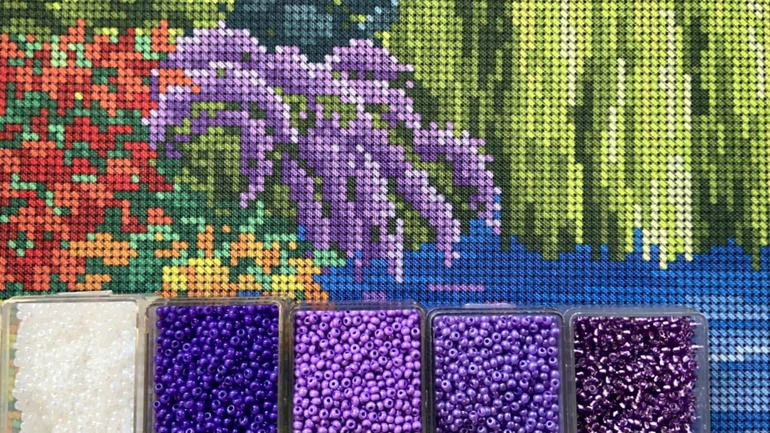 Bead Embroidery Kit Full Coverage Landscape Pattern Large - Etsy