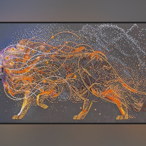 Full Coverage Bead Embroidery Kit Tiger Large Beaded Cross - Etsy