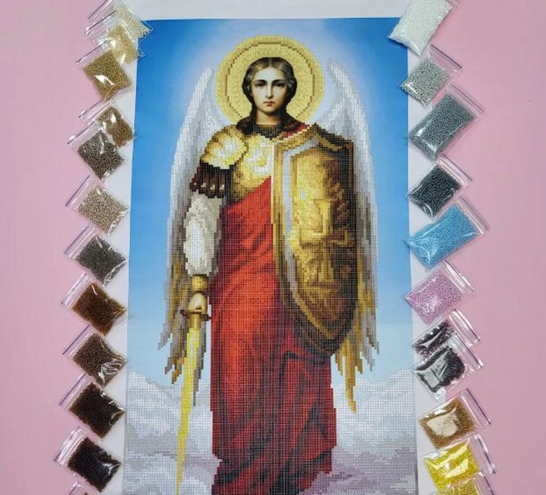 Archangel Michael Large DIY Bead Embroidery Craft Kit Religious Pattern ...