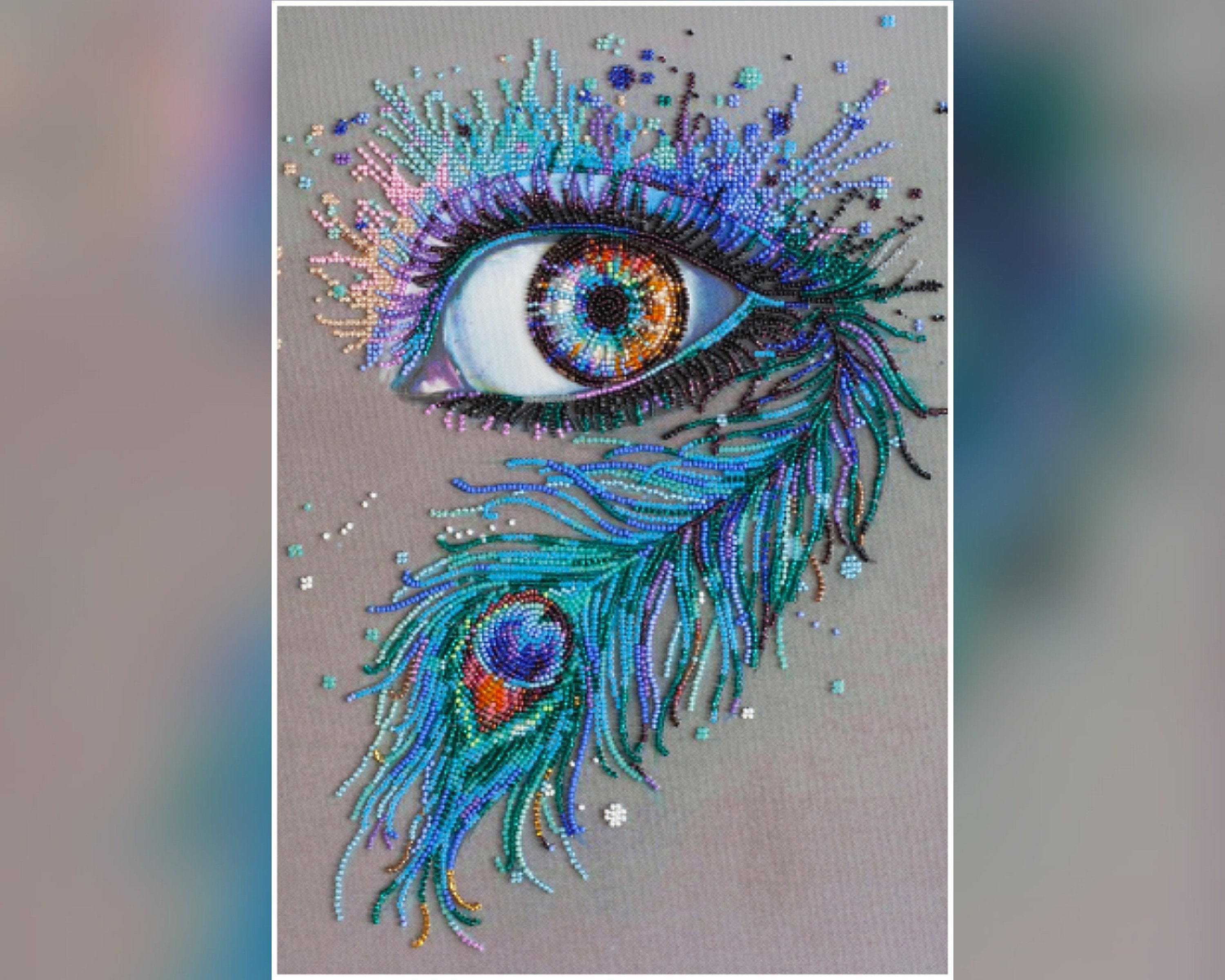 Small DIY Bead Embroidery Kit Abstract Pattern Eye Beaded - Etsy UK