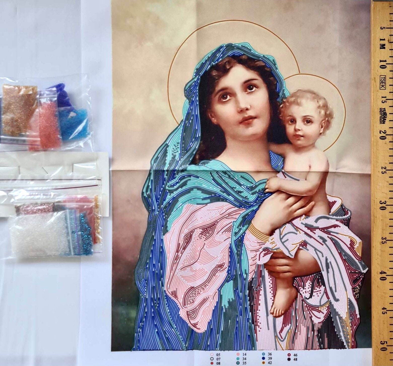 Virgin Mary Bead Embroidery Kit, Religious Beaded Cross Stitch ...