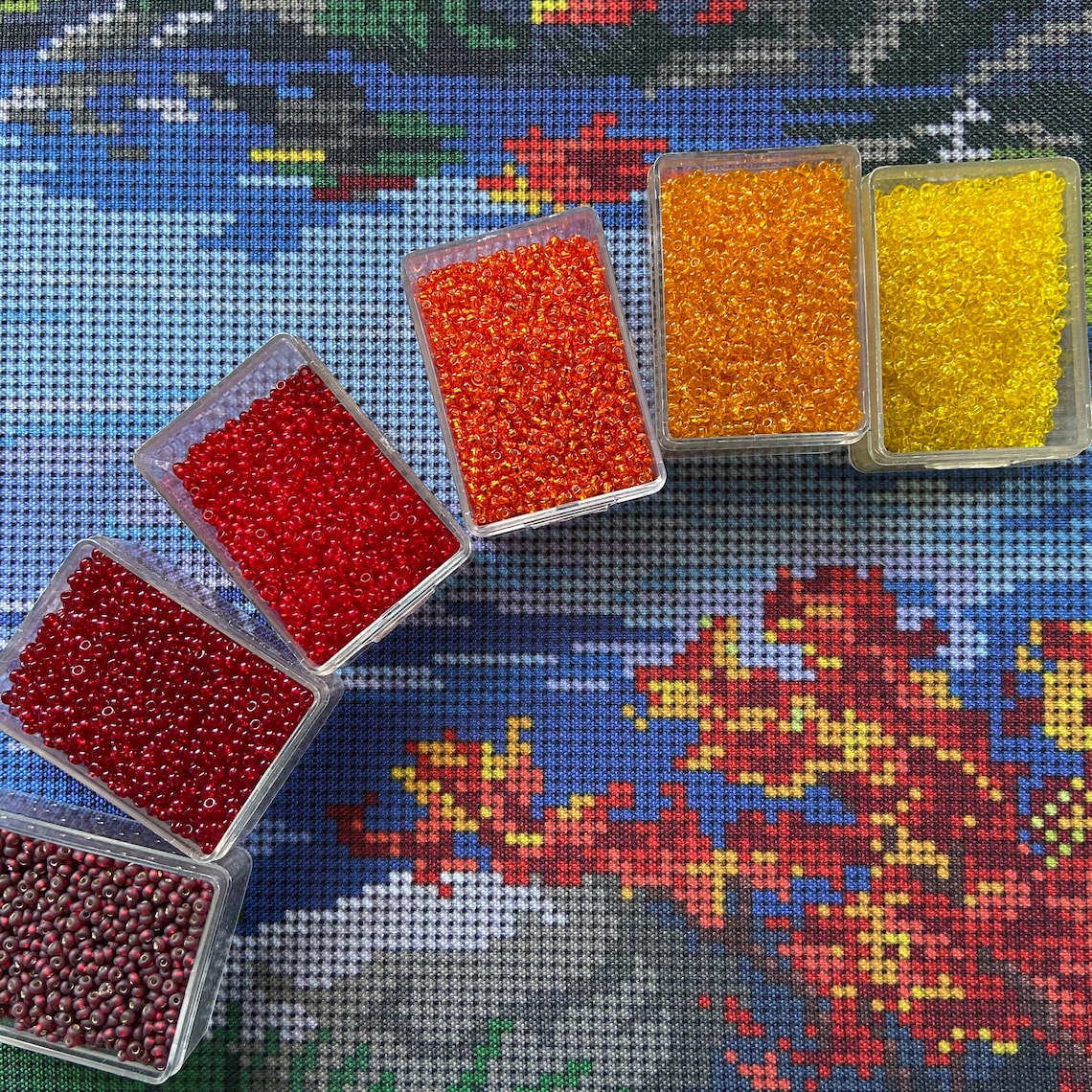 Large Autumn Landscape Bead Embroidery Kit, Full Coverage Beaded Cross ...