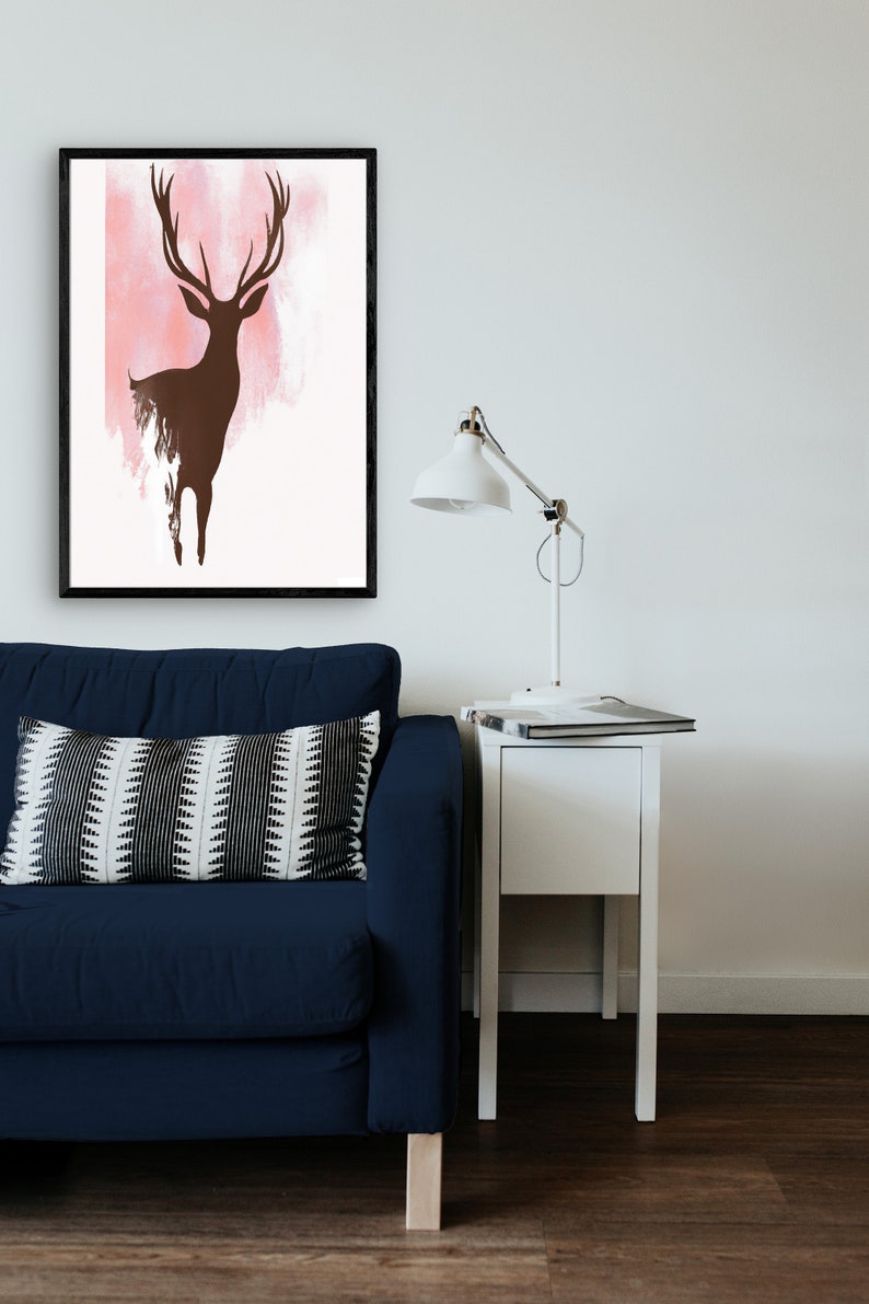Trendy Abstract Stag Printable Digital Wall Canvas Art for - Etsy