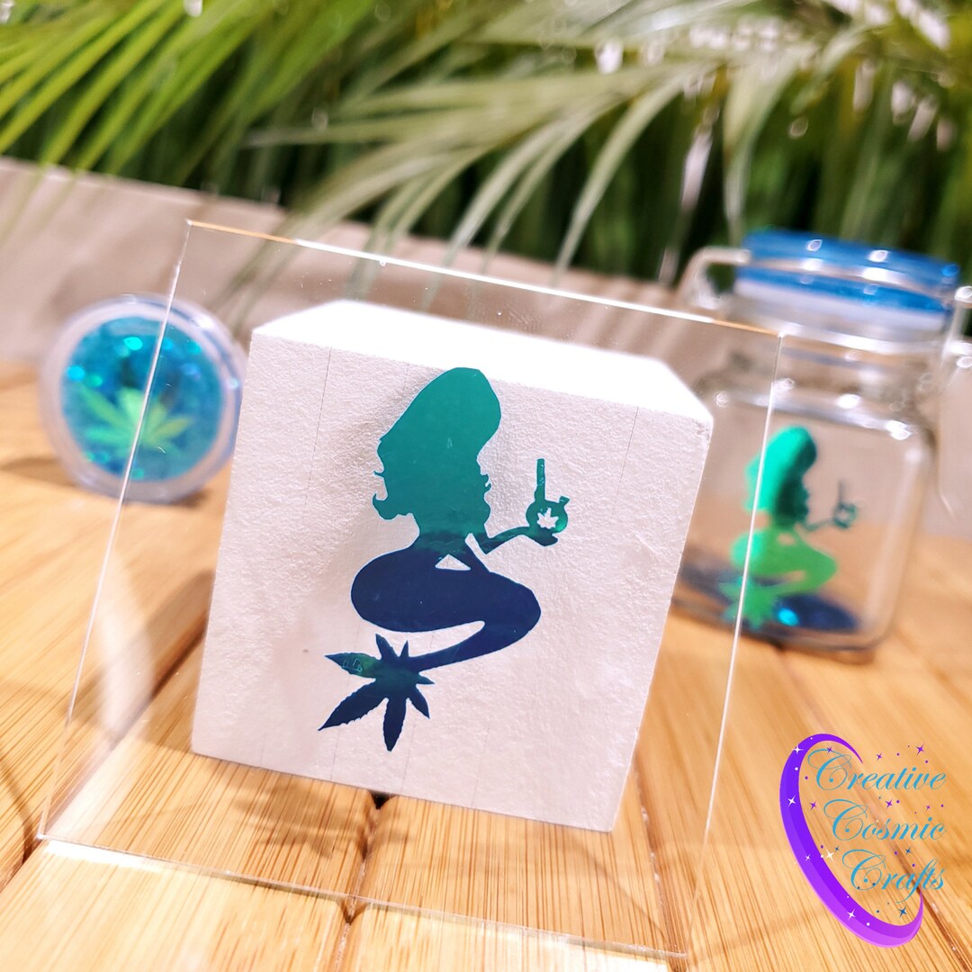 Holographic Mermaid Pot Leaf Decal, Cute Car Accessories, Laptop ...