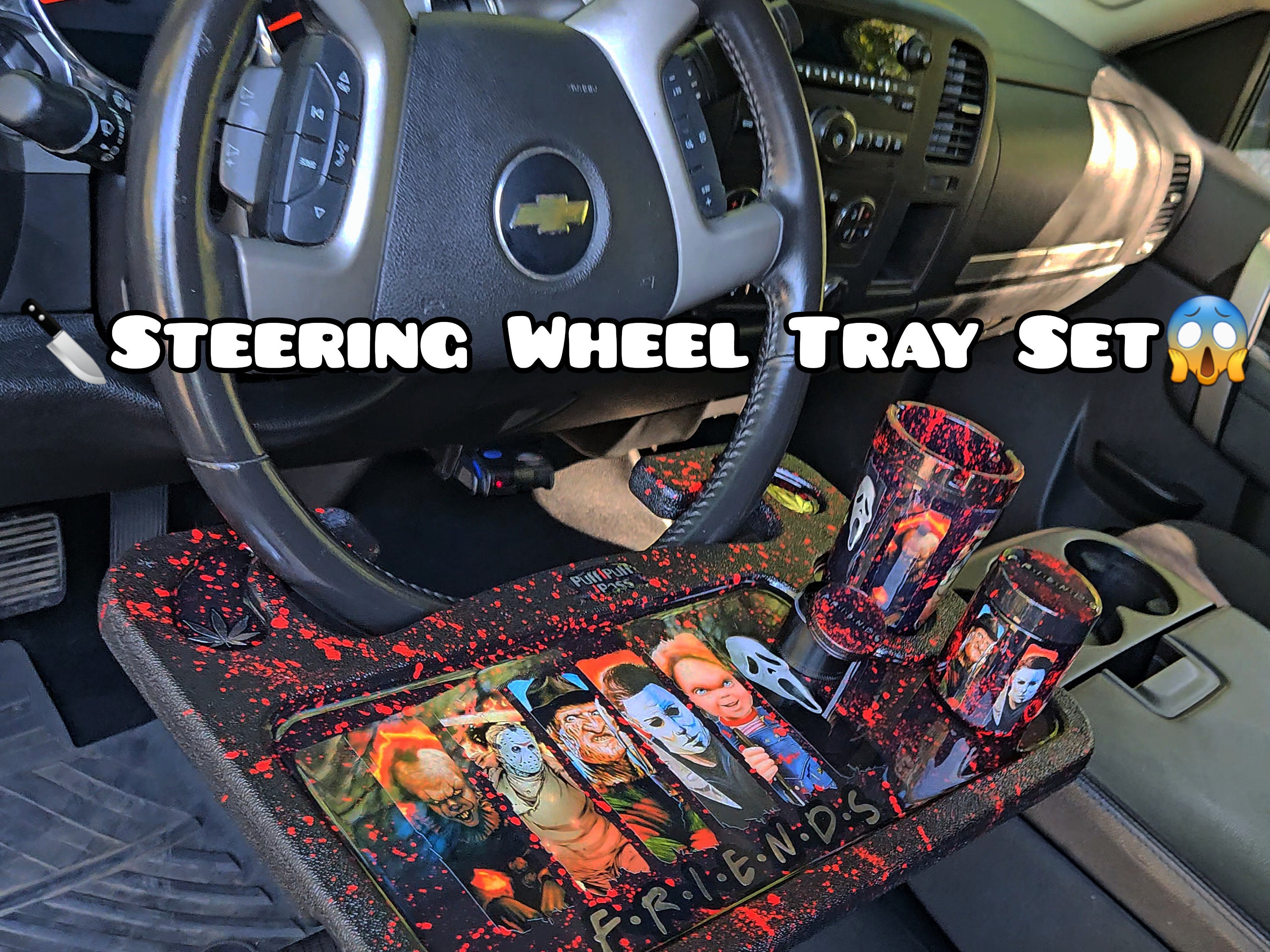 Steering Wheel Eating Tray Set Car Ashtray Stash Jar Spice Crusher the Perfect Car Gadget Etsy