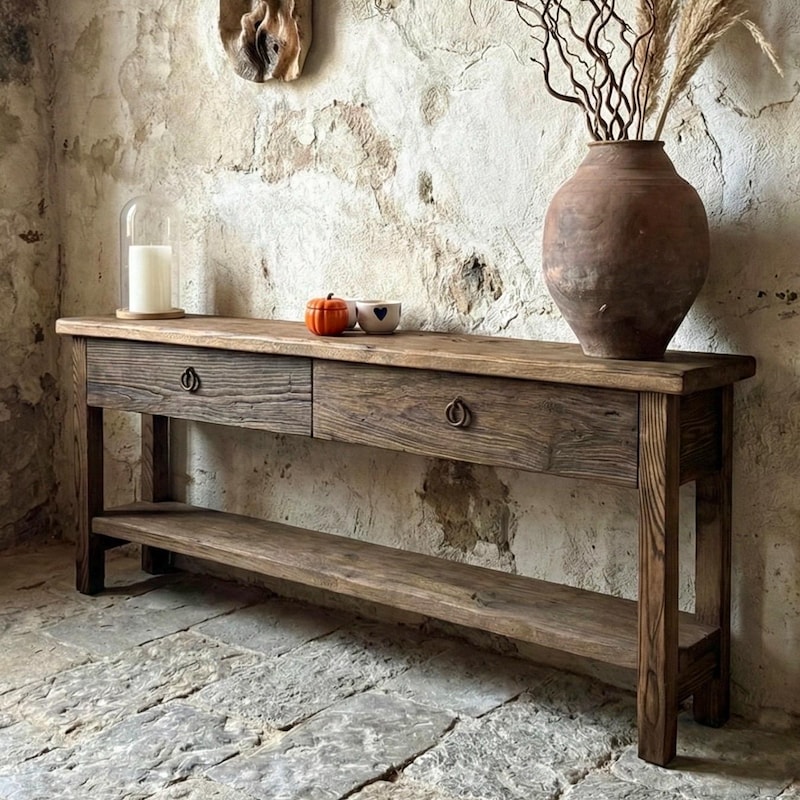 Oak Long Console Table - Etsy