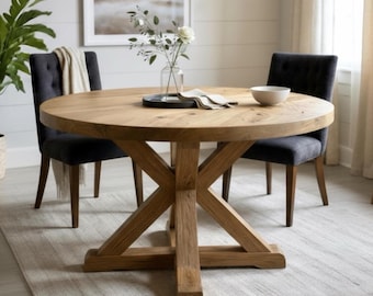 round rustic oak dining table