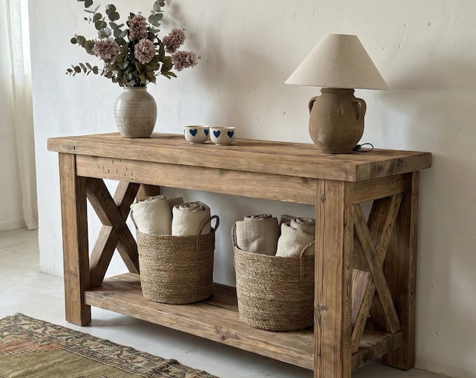 Rustic Wood Console Table for Entryway, Rustic Console Table Custom ...