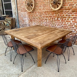 Barnwood Dining Table Reclaimed Wood Furniture Handmade Square Barnwood Table Rustic Reclaimed Etsy