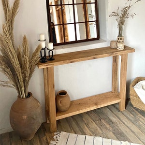 Reclaimed Oak Narrow Console Table: Rustic Hallway Entryway Sofa Table ...