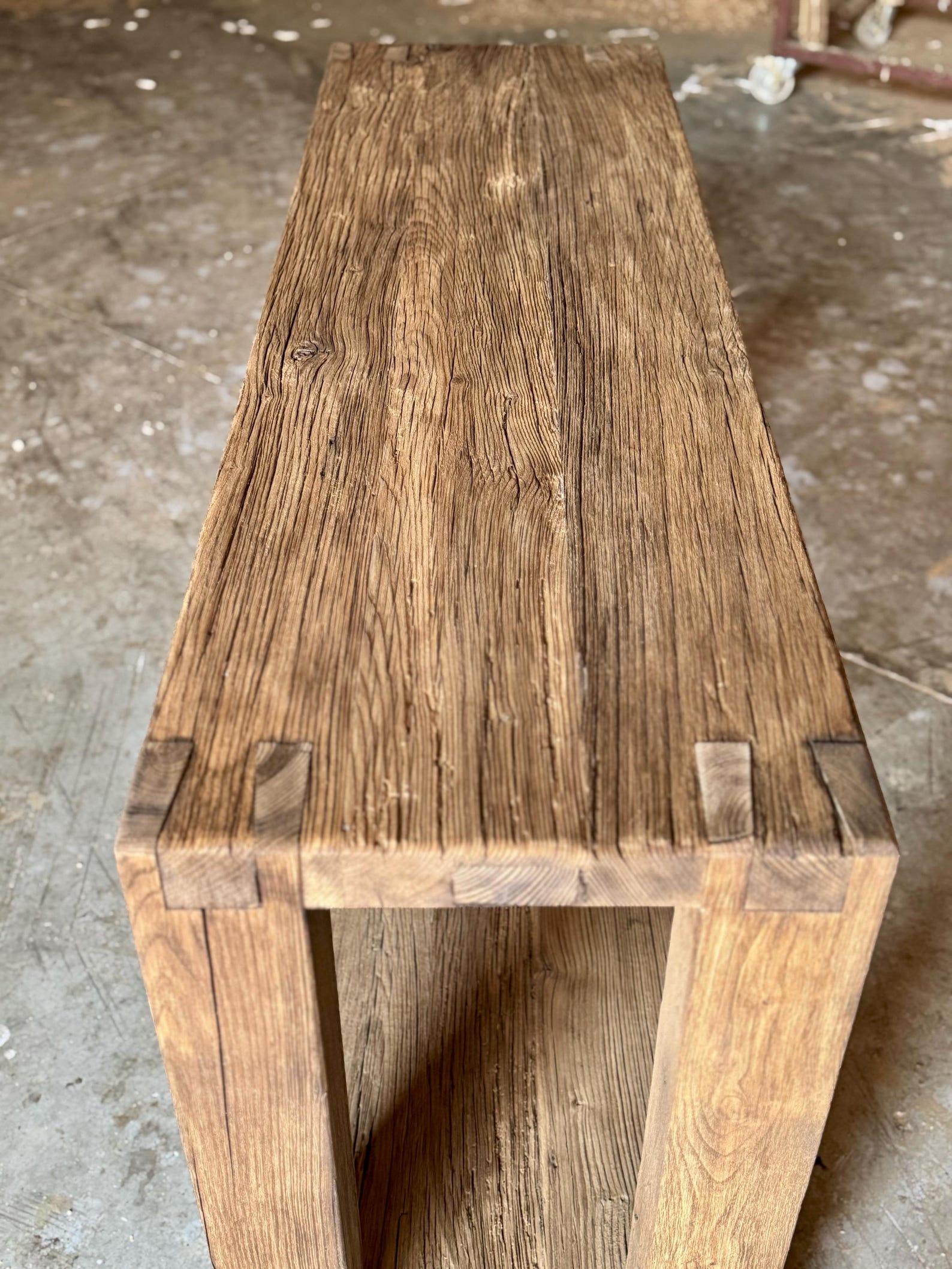 100 Year Old Oak Narrow Kitchen Island – Rustic Farmhouse Long Counter ...
