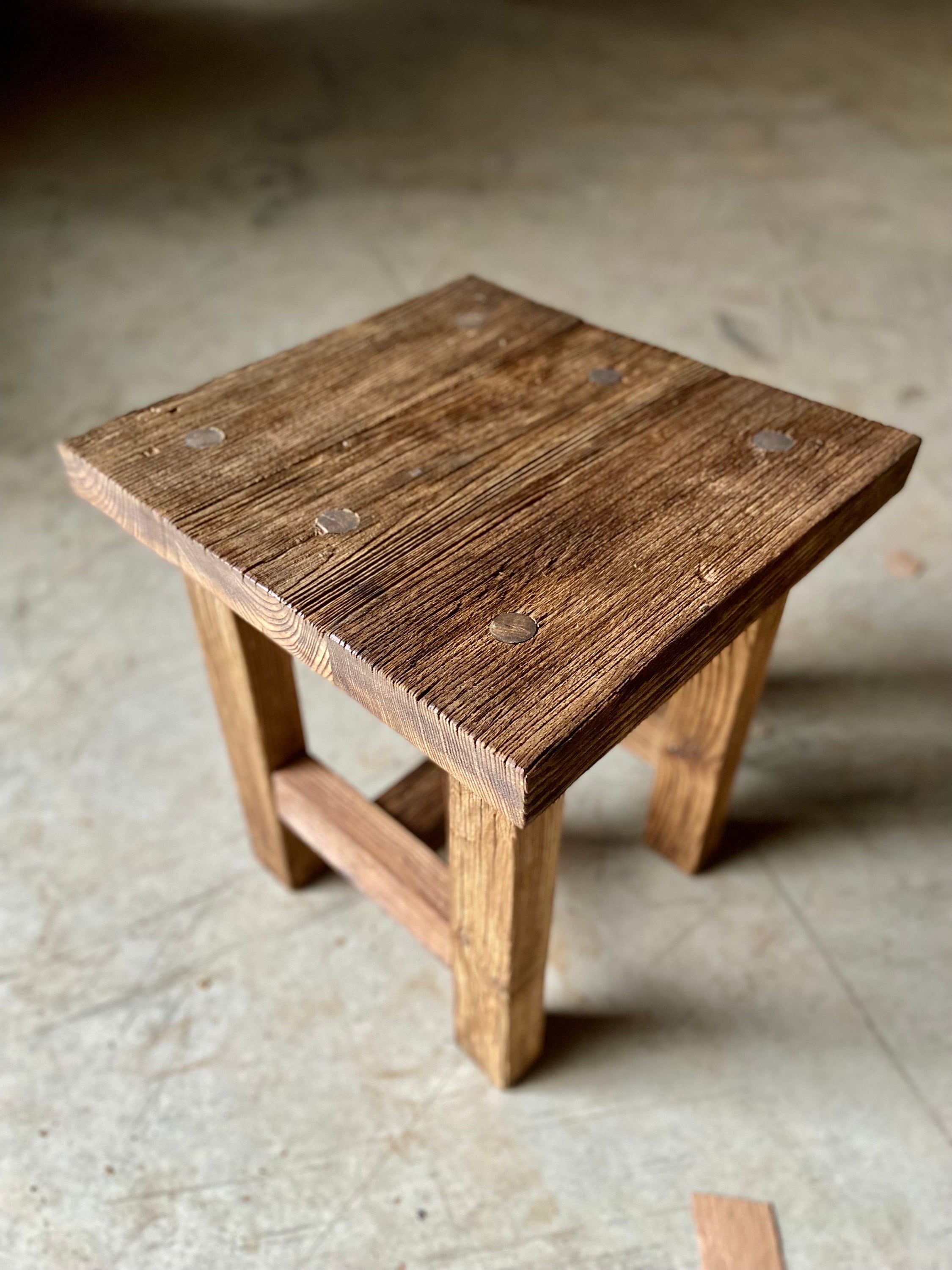 Reclaimed Oak Side Table, Rustic Farmhouse Square End Table - Etsy