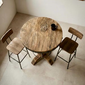Round Reclaimed Wood Pub Table – Rustic Bar Height Table for Farmhouse ...