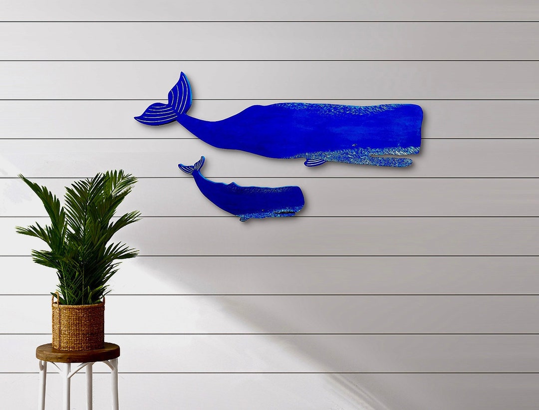 Wooden Whale Cute Family, Nautical Whale Nursery Decor, Whale Wall ...